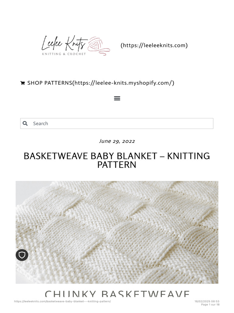 Basketweave Baby Blanket - Knitting Pattern - Leelee Knits | PDF ...