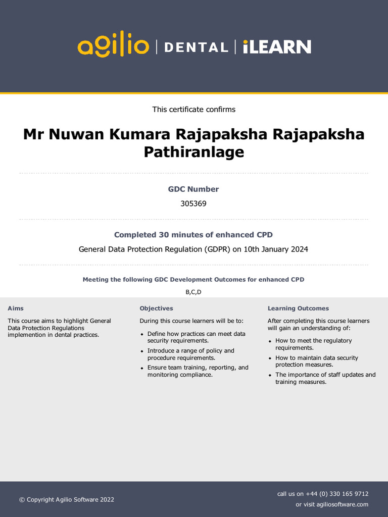 GDPR Compliance Training Certificate | PDF | Regulatory Compliance ...