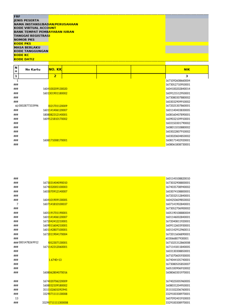 Isian Format Migrasi Disdik Prov Sumsel Spreadsheet | PDF