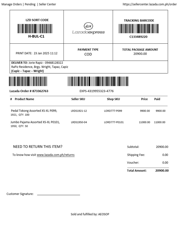 Lazada Order Management Details | PDF