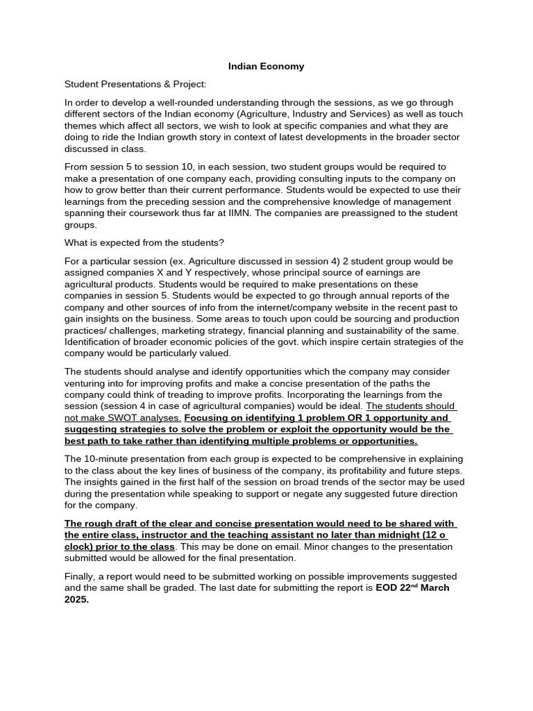 Student Presentations Brief | PDF | Economies | Business