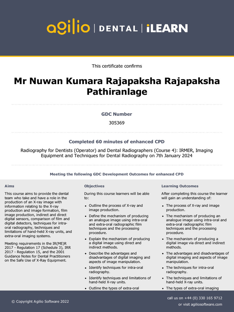 Radiography For Dentists (Operator) and Dental Radiographers (Course 4 ...