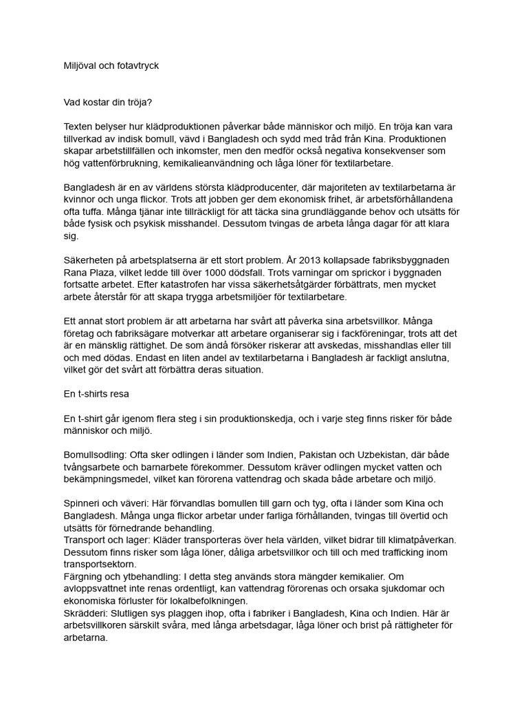 Vad Din Tröja Kostar? | PDF