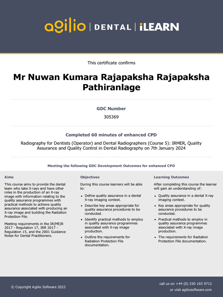 Radiography for Dentists (Operator) and Dental Radiographers (Course 5 ...