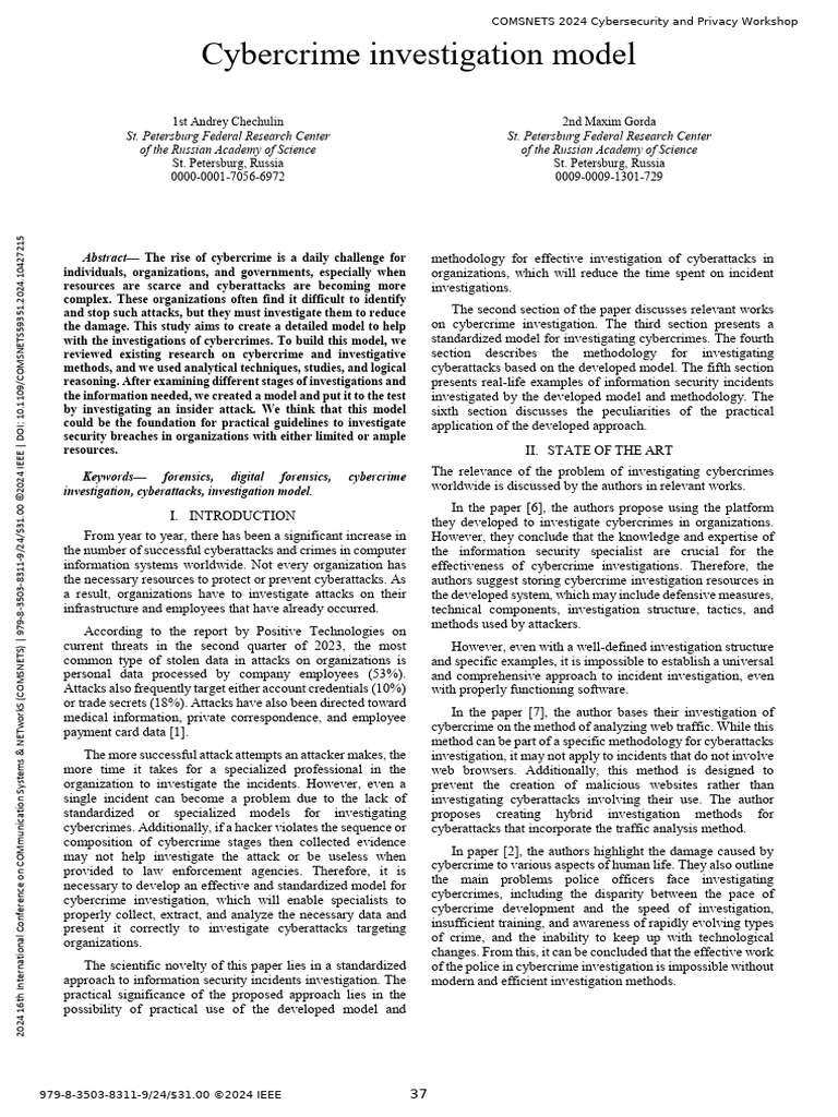 Cybercrime Investigation Model Overview | PDF | Security | Computer ...