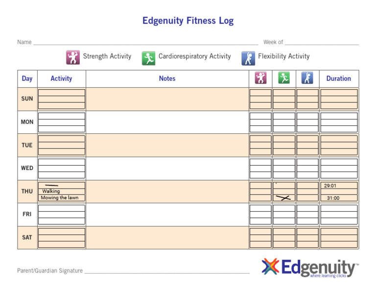E2020 Fitness Log | PDF