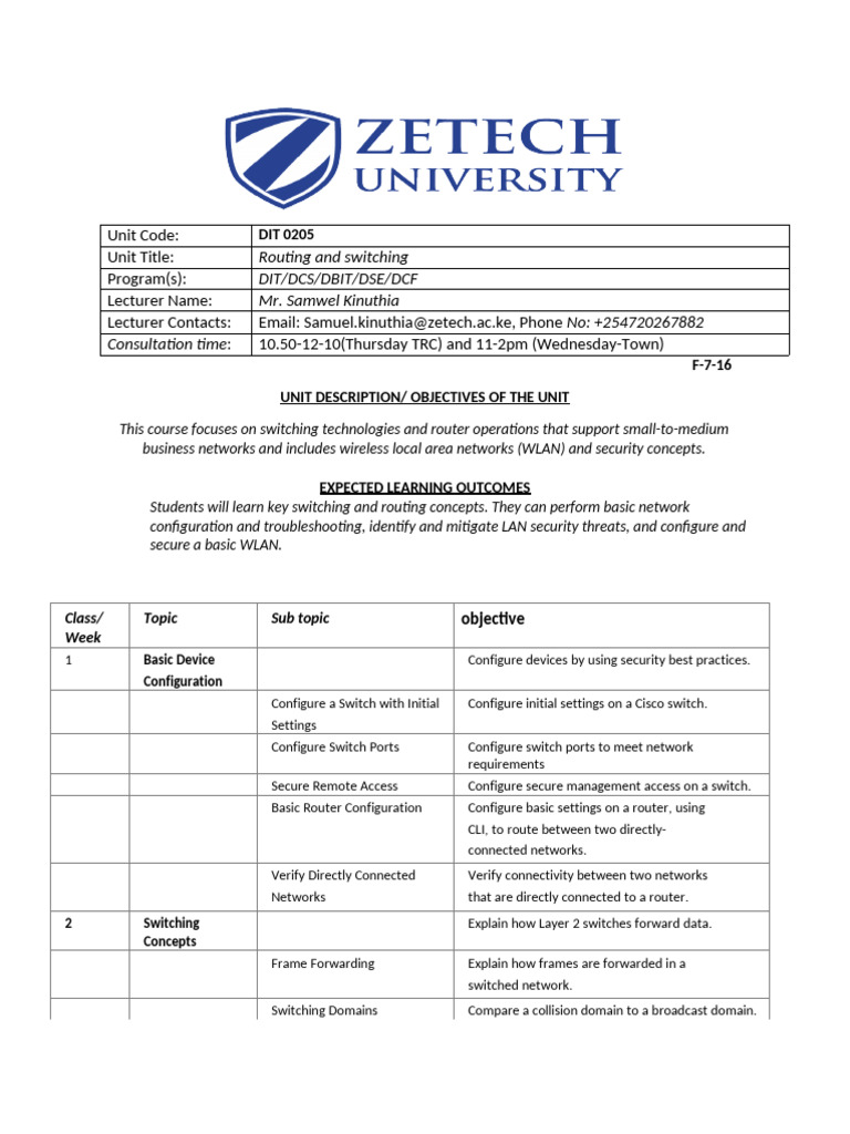 Routing and Switching Outline January-April 2024... | PDF | Ip Address ...