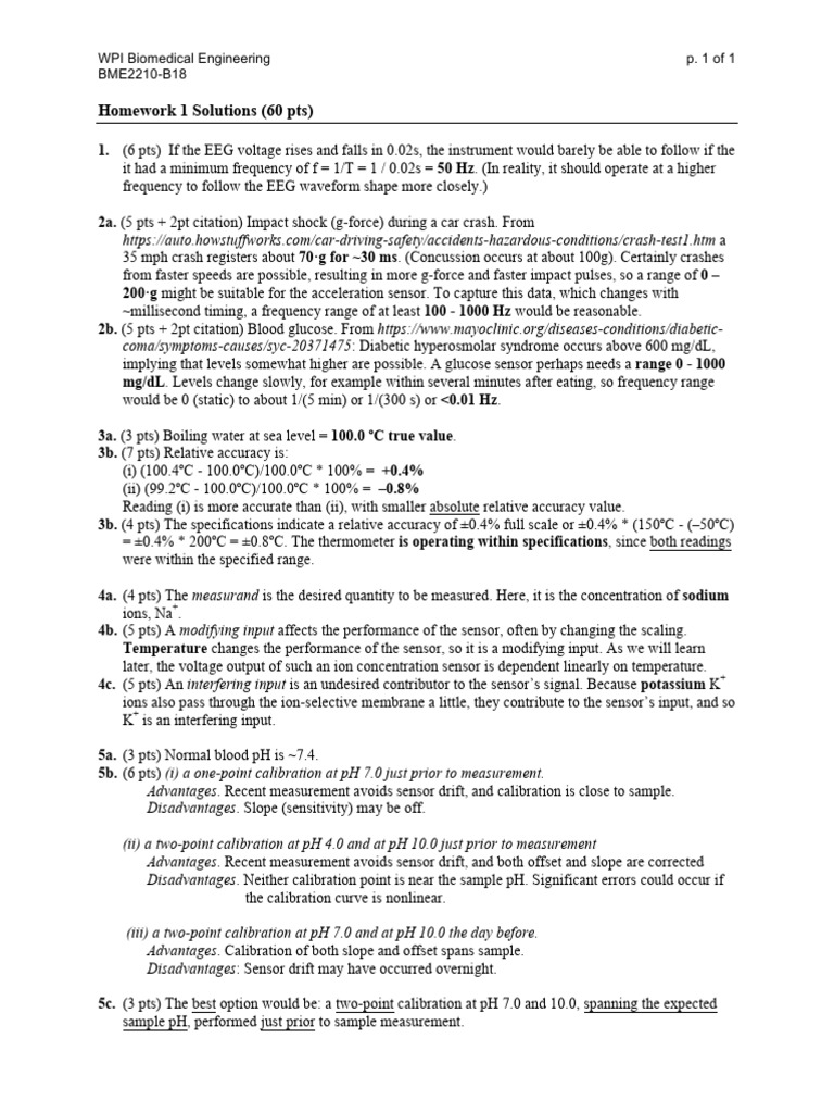 BME2210 B18 HW1 Solutions | PDF | Electroencephalography