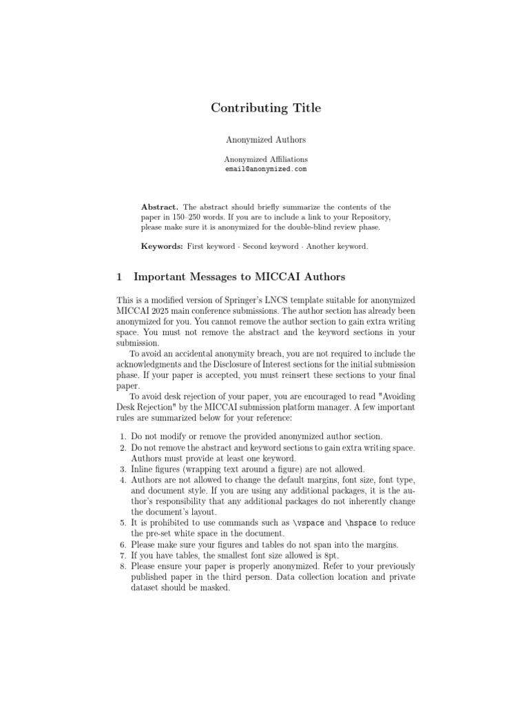 MICCAI 2025 Submission Guidelines | PDF | Theorem | Publishing