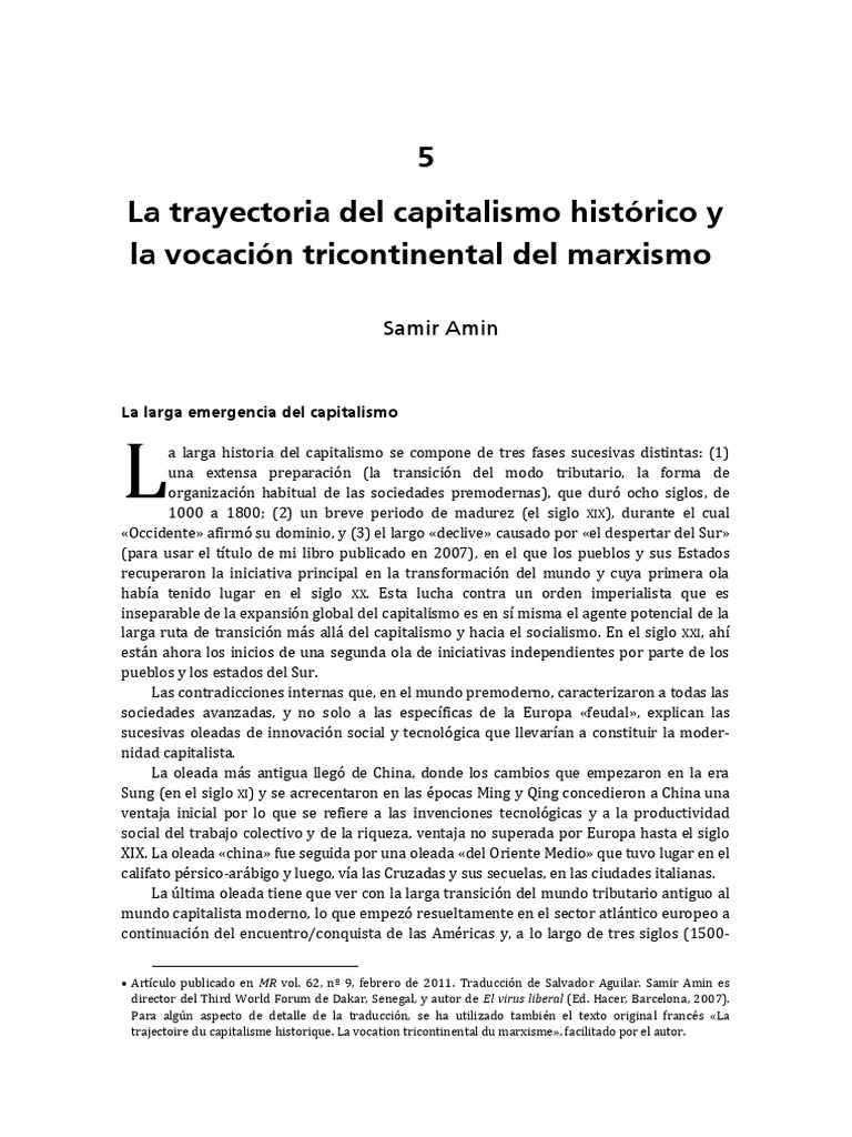 Amin, S. (2012) - La Trayectoria Del Capitalismo Histórico y La Vocación Tricontinental Del ...