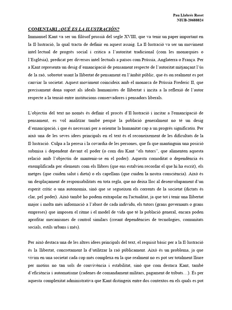 Comentari Kant | PDF