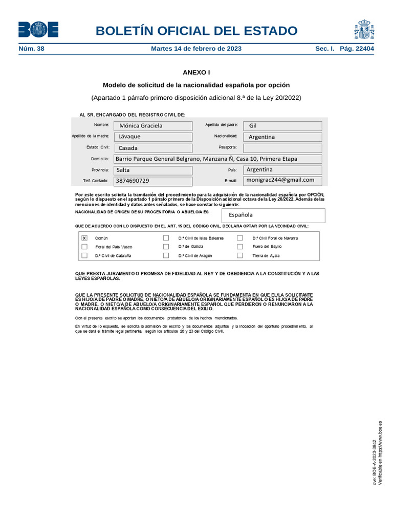 SOLICITUD LMD MGGL_completo_SinFirma | PDF | España | Gobierno
