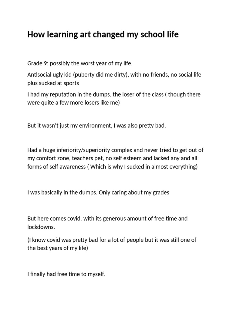 How Learning Art Changed My School Life | PDF