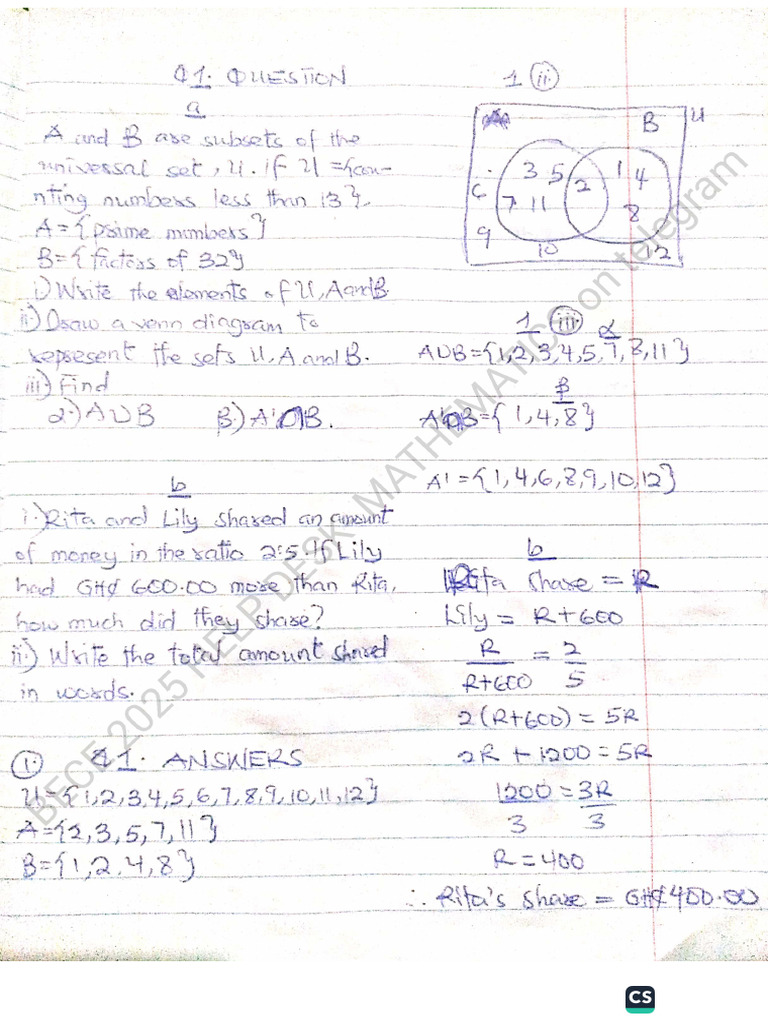 Bece 2025 Mathematics Worked Examples | PDF