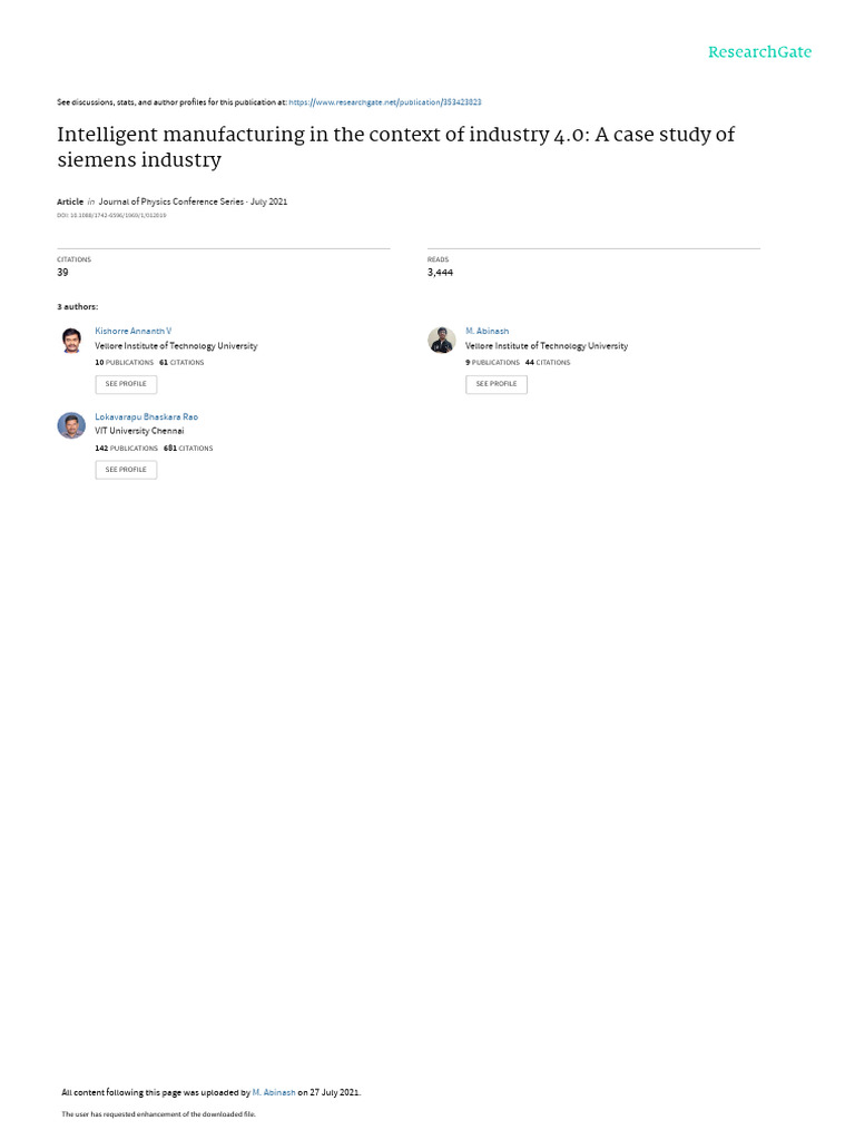 Intelligent Manufacturing Case Study: Siemens | PDF | Artificial ...