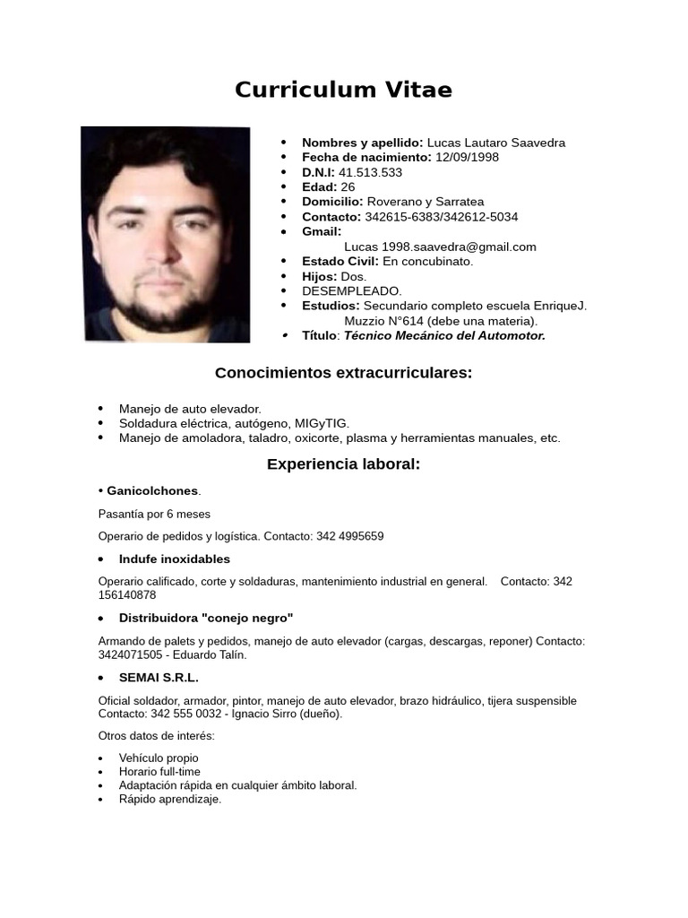 Curriculum Vitae de Lucas Saavedra | PDF