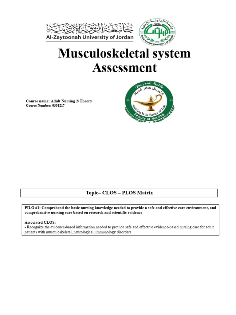 Musculoskeletal System Nursing Assessment | PDF | Bone | Human ...