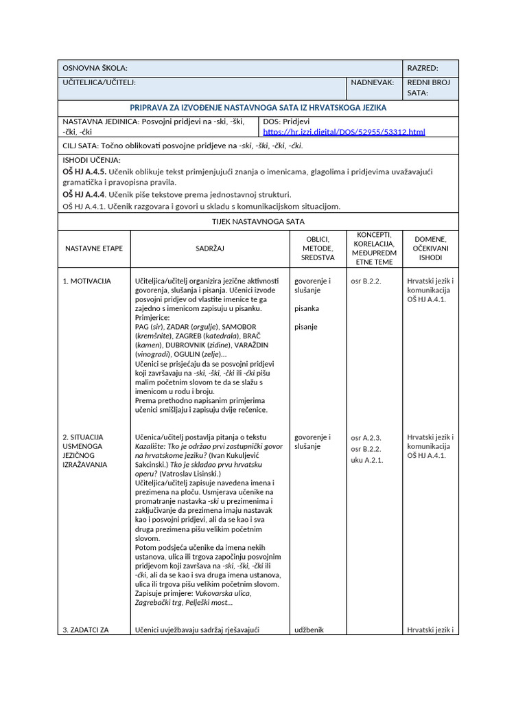 Posvojni Pridjevi | PDF