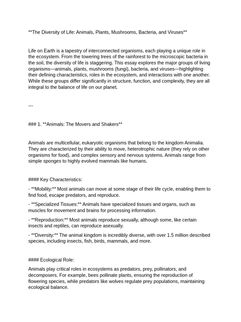 Diversity of Life: Organisms Explained | PDF | Plants | Fungus