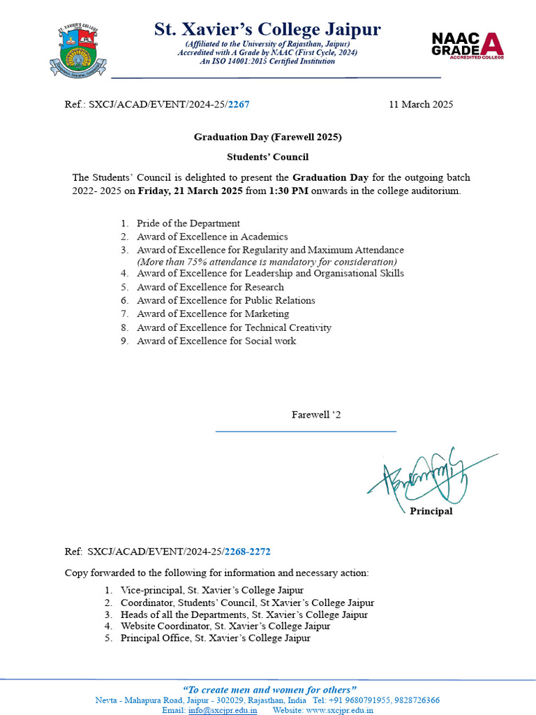 Notice Regarding Graduation Day 2025 | PDF