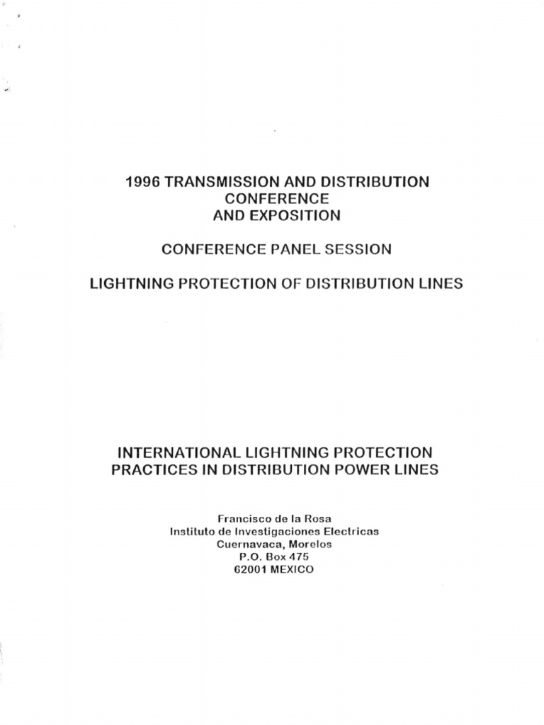 1996 T&D PES Lightning Protection of Distribution Lines | PDF ...