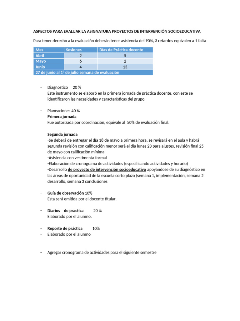 Aspectos para Evaluar La Asignatura | PDF
