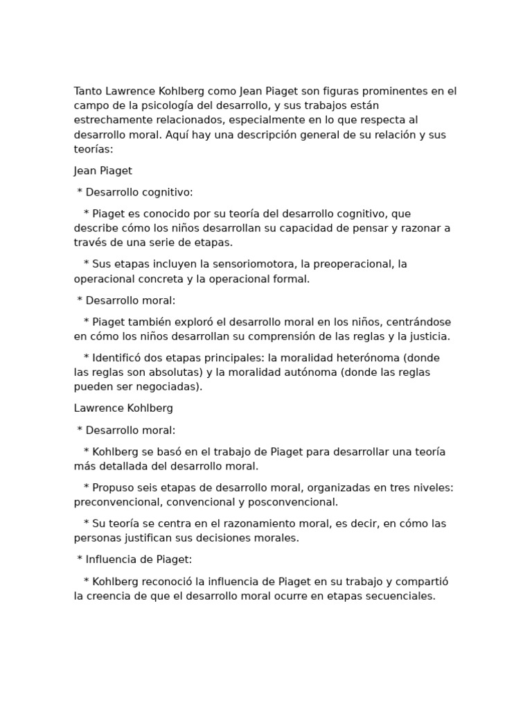 Teoría del desarrollo moral de Kohlberg | PDF | Moralidad | Educación ...