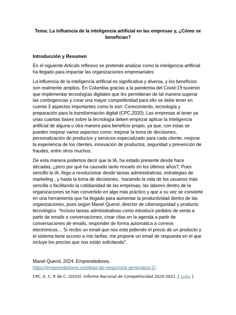 Actividad Articulo Reflexivo | PDF