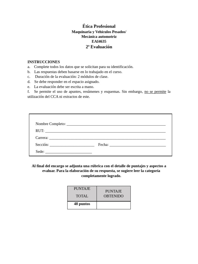 Ev2 Êtica Profesional 2024 EAI4635 | PDF