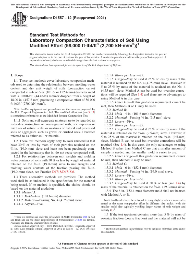 Laboratory Compaction Characteristics of Soil Using Modified Effort ...