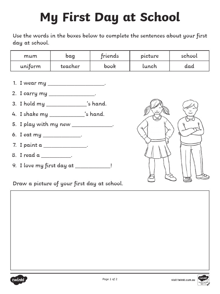 My First Day at School Activity | PDF