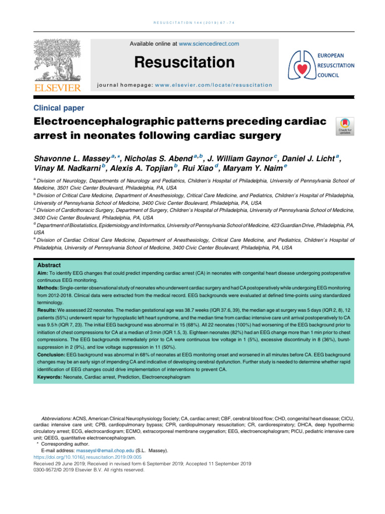 Neonate Cardiac Arrest EEG | PDF | Electroencephalography | Cardiac Arrest