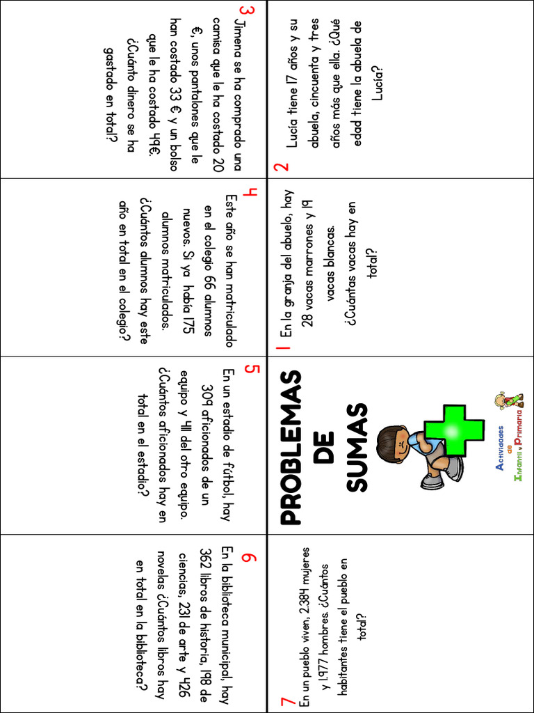 Minilibro Problemas de Sumas | PDF