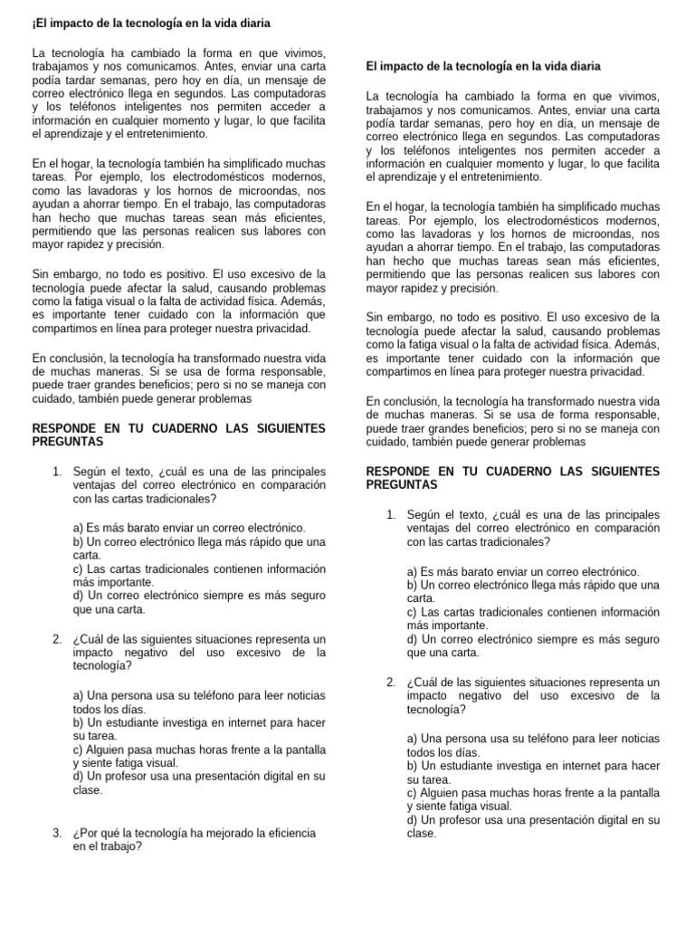 Impacto de la tecnología en la vida diaria | PDF | Electrodoméstico ...