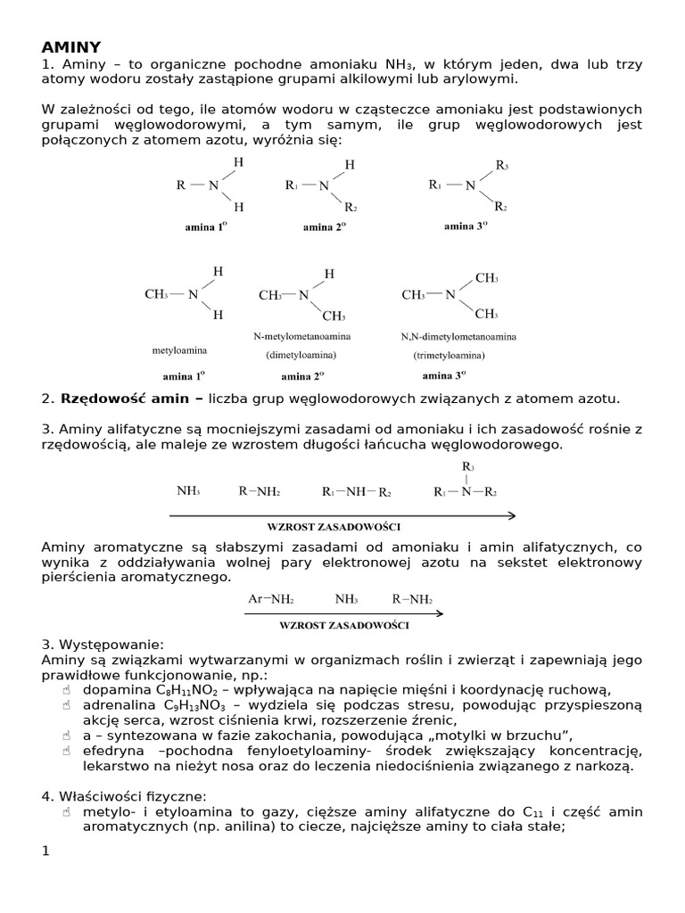 Aminy, Amidy, Mocznik | PDF