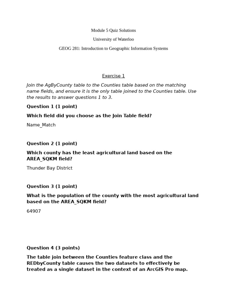 GEOG 281 Assignment 1 Solutions | PDF | Chart | Geographic Information ...
