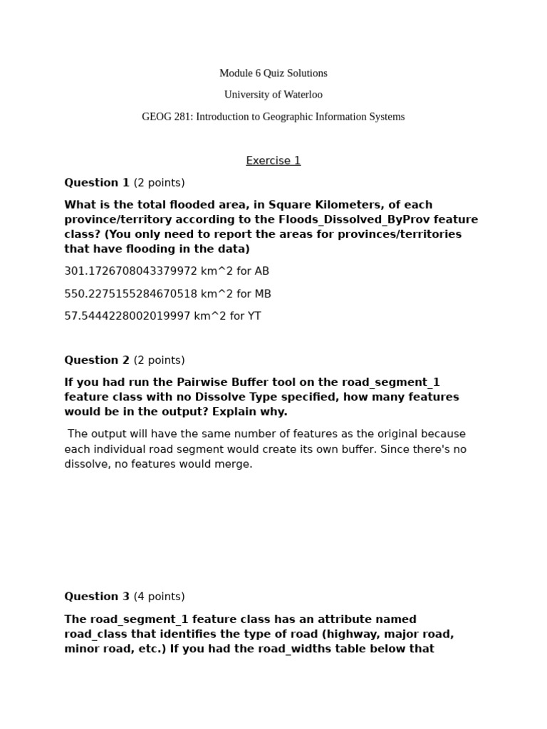 GEOG 281 GIS Module 6 Quiz Answers | PDF | Computer Programming ...