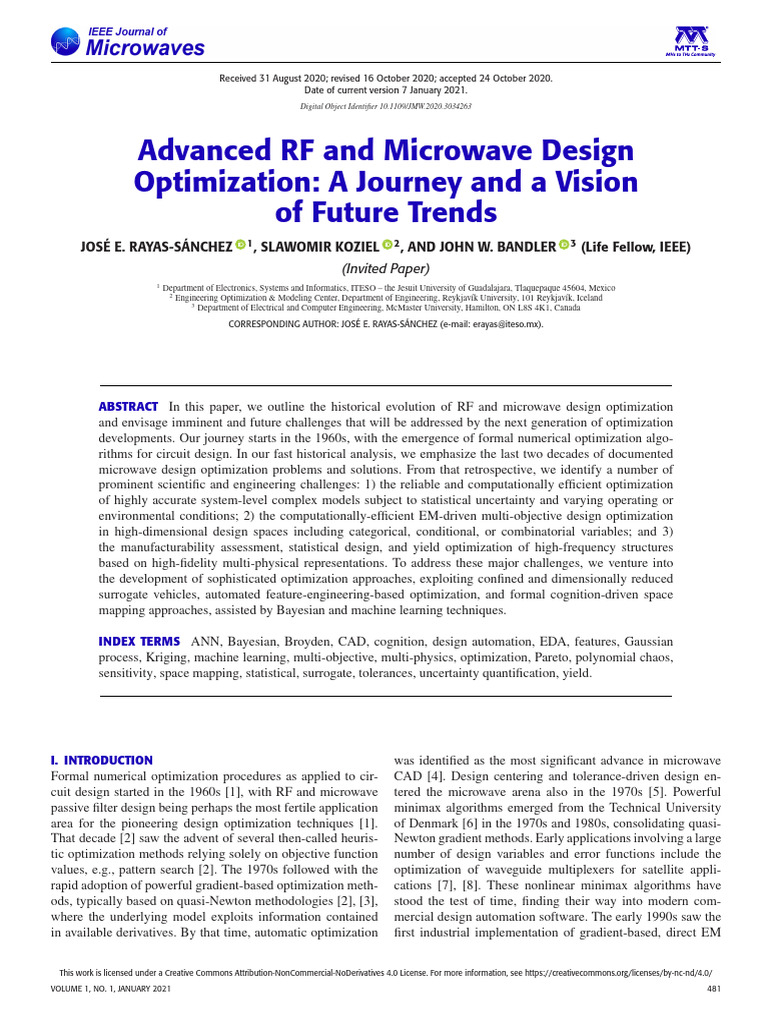 Advanced RF and Microwave Design Optimization a Journey and a Vision of ...