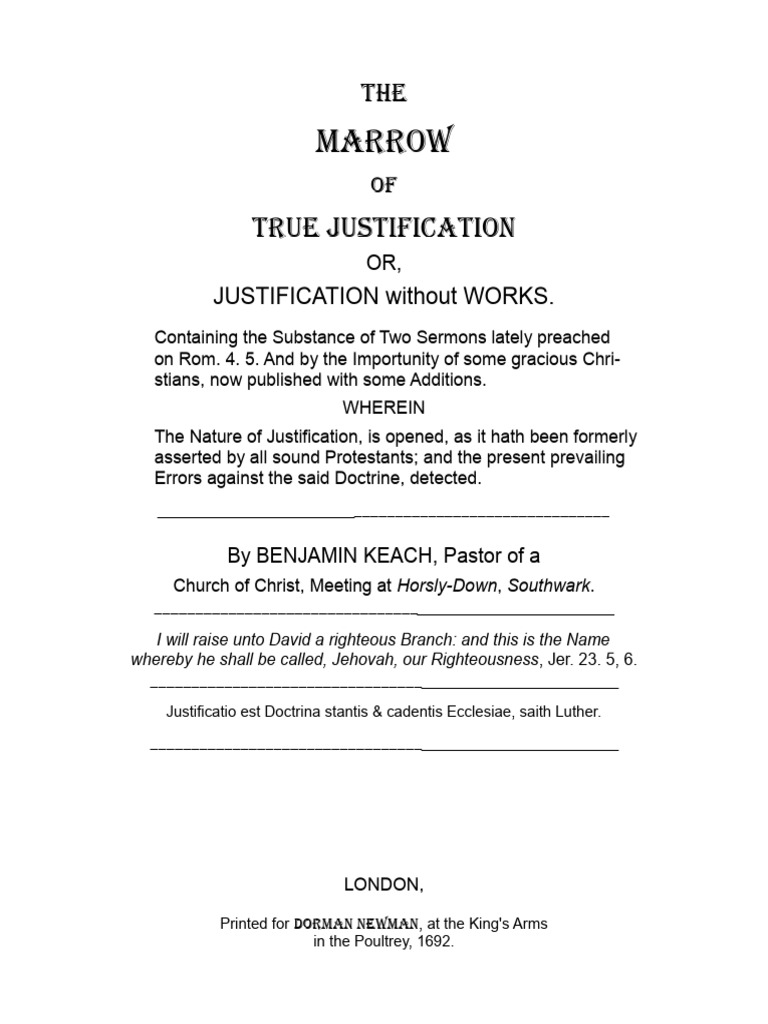 The Marrow of True Justification Benjamin Keach | PDF | Justification ...