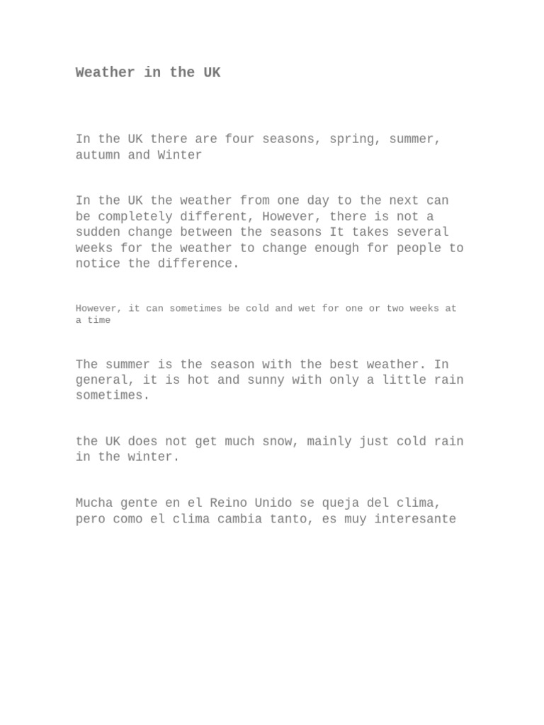UK Weather Patterns and Seasons | PDF