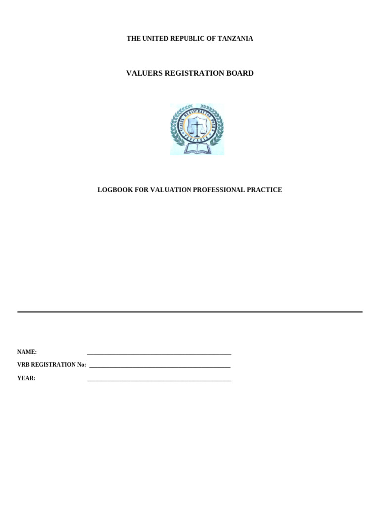 Tanzania Valuers Logbook Template | PDF | Real Estate Appraisal
