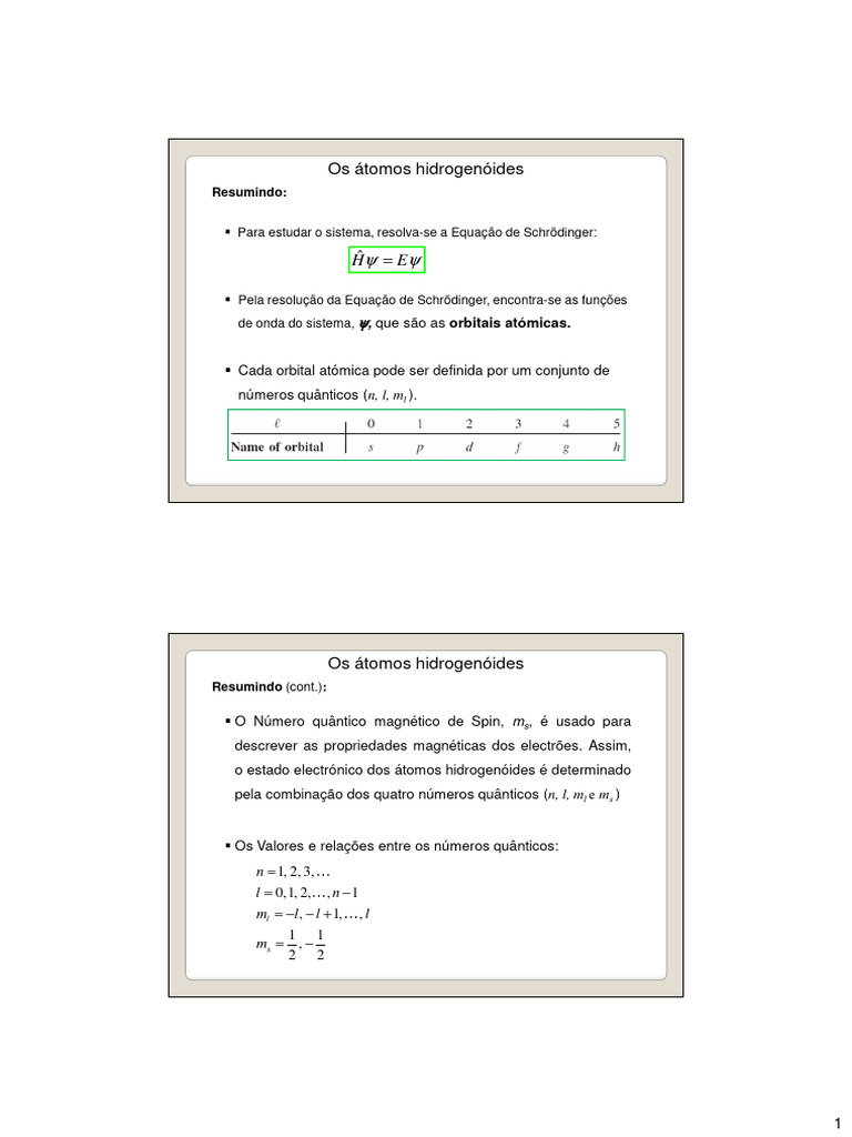 Os Átomos Hidrogenóides | PDF | Átomos | Elétron