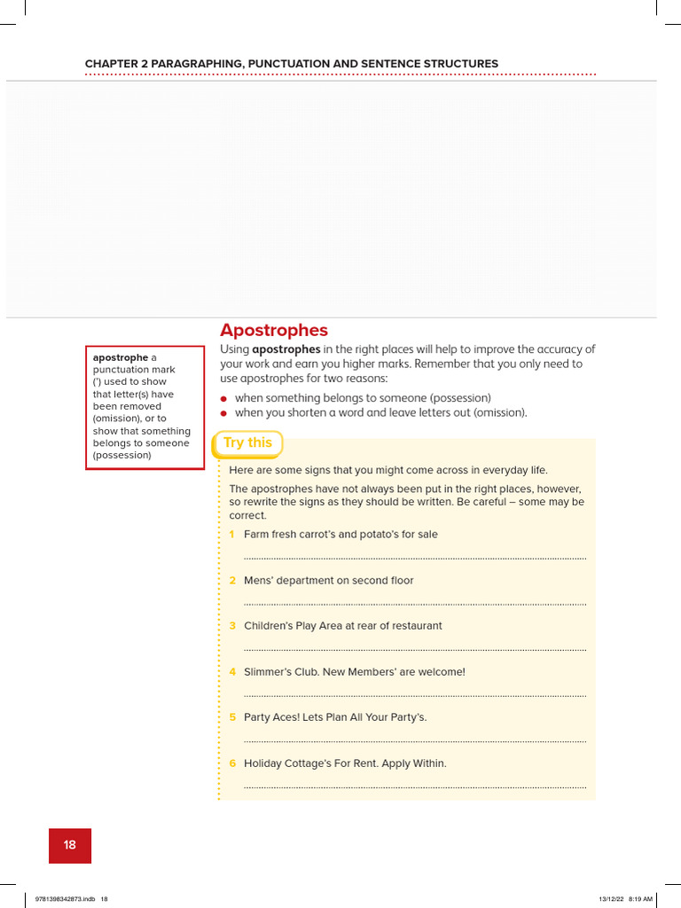 2 - Paragraphing Punctuation and Sentence Structure | PDF | Punctuation ...