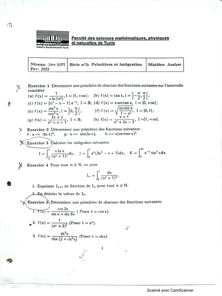 TD Chapitre Primitives Et Intégration + Corrigé | PDF