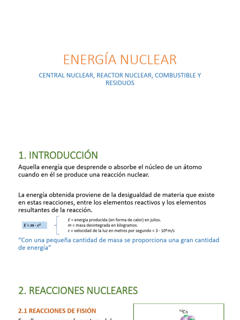 Energía Nuclear: Fisión, Fusión y Reactores | PDF | La energía nuclear ...