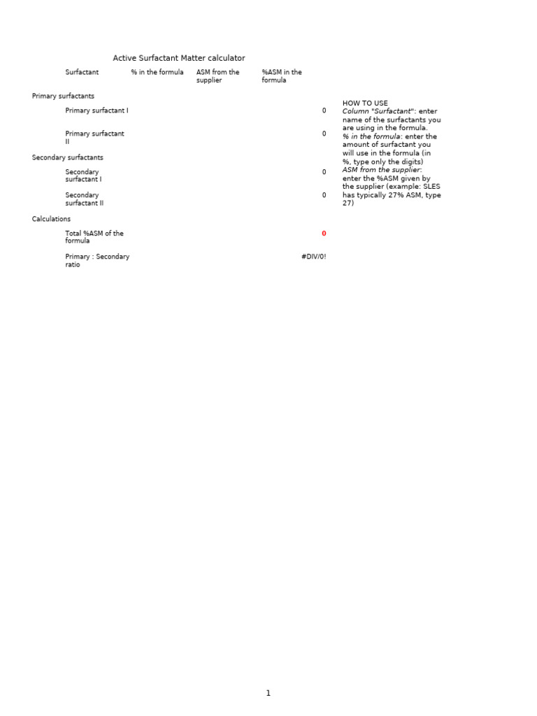 ASM calculator_GH | PDF | Cleaning Products | Household Chemicals