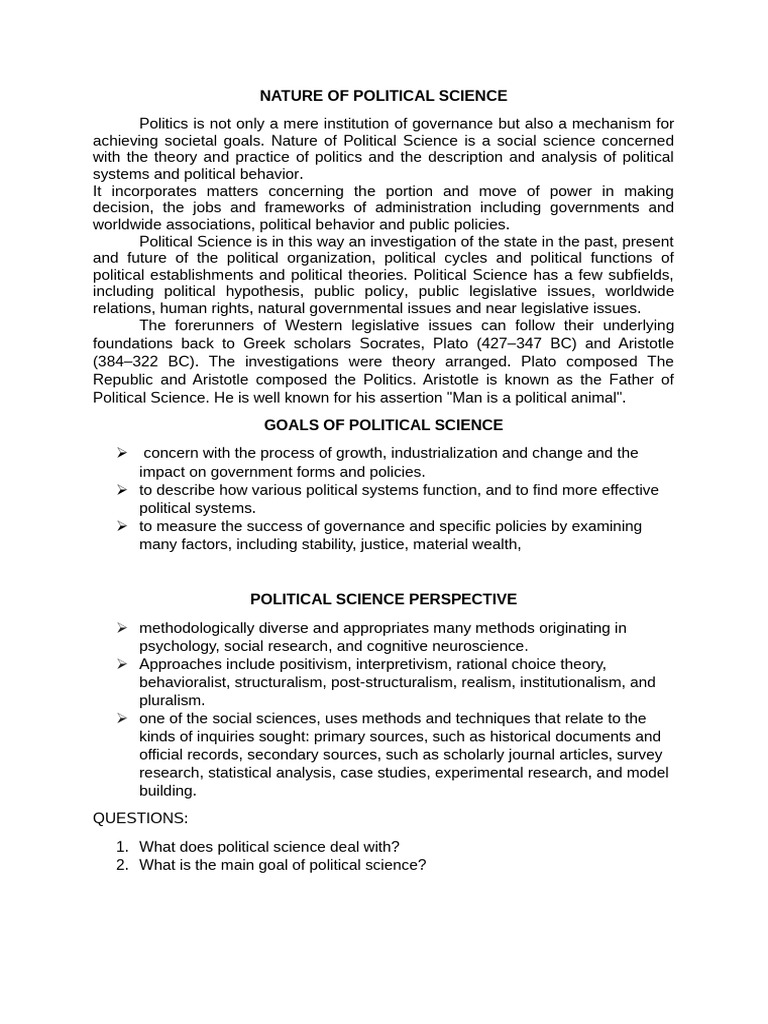 Understanding Political Science's Nature | PDF | Political Science ...