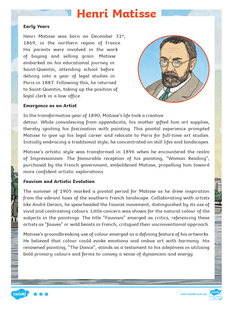 Au Hu 1700702534 Henri Matisse Differentiated Reading Comprehension ...