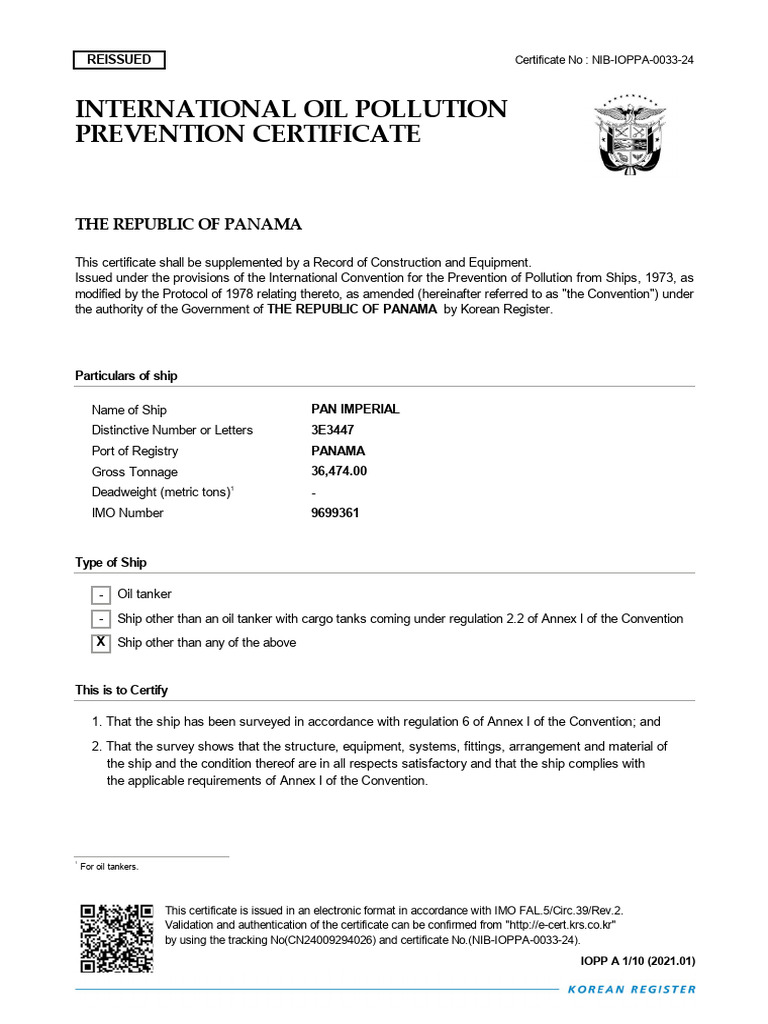 5. IOPP-A_1600169_NOSS001825 | PDF | Oil Tanker | Ships