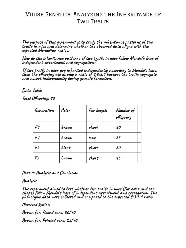 Lab - Mouse Genetics (Two Traits) | PDF